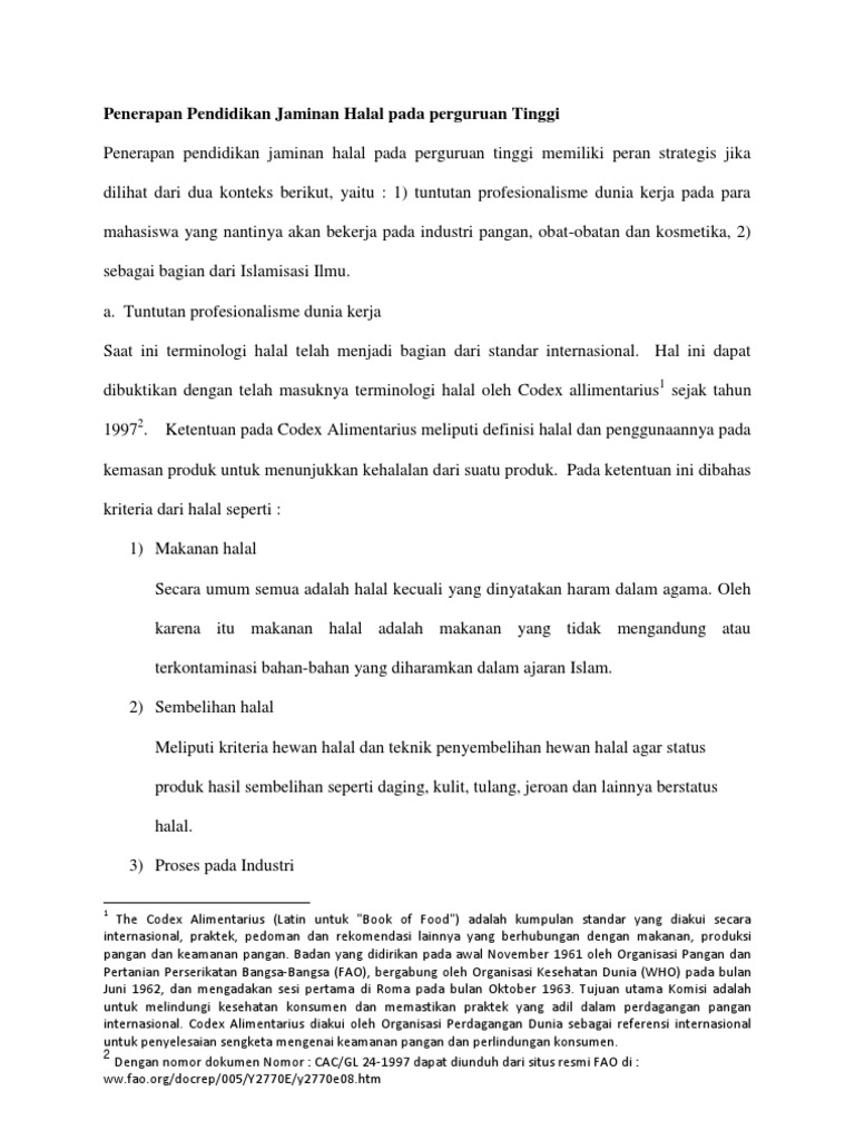 Codex Alimentarius Tentang Halal | PDF