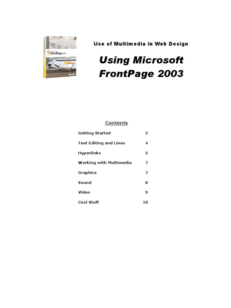 Using Microsoft Frontpage 2003: Use of Multimedia in Web Design | PDF ...