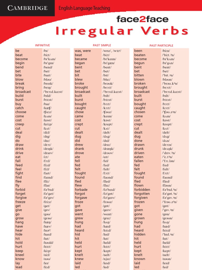 Irregular Verbs | PDF | Components | Semantics