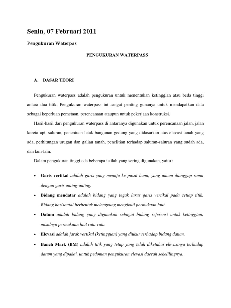 Cara Kerja Water Pass | PDF