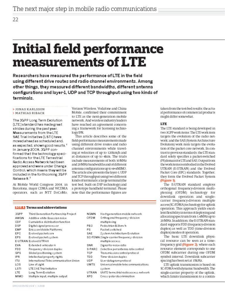 LTE Field Meas Ericsson | PDF | Lte (Telecommunication) | Mimo
