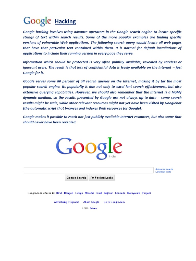 Google Hacking | PDF | Web Server | Internet & Web