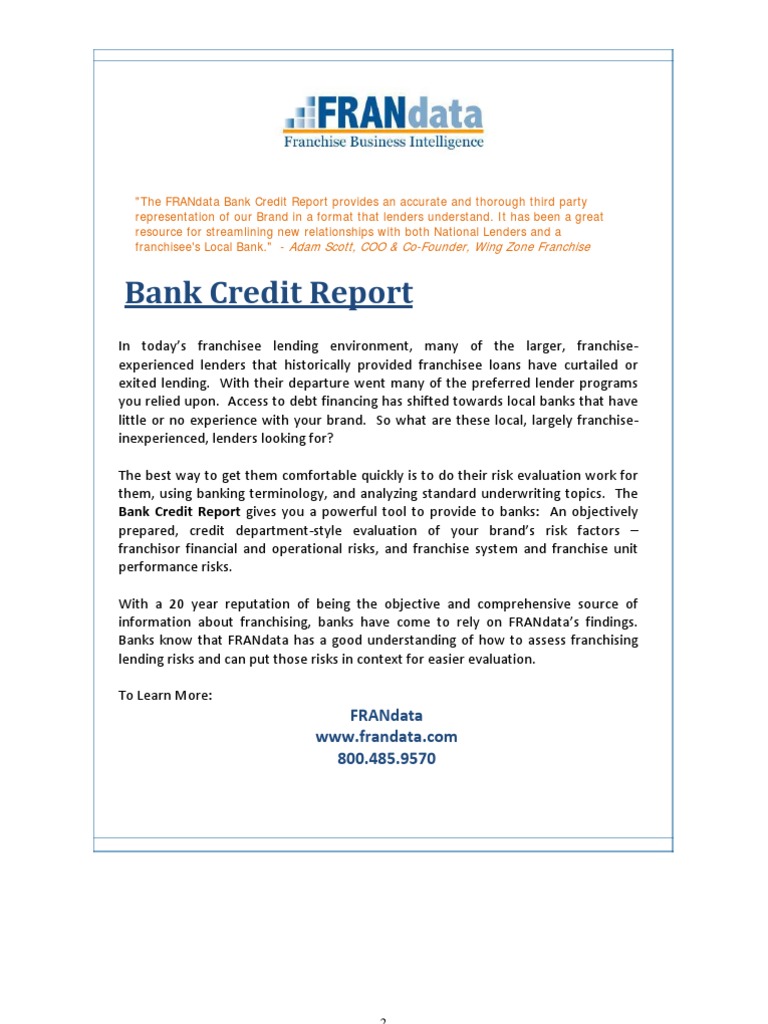 Bank Credit Report | Download Free PDF | Franchising | Credit History