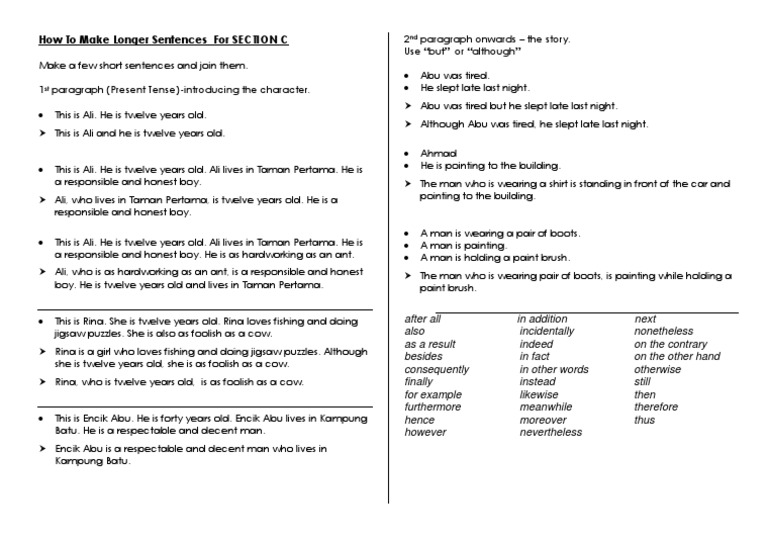 Sentence Combining Techniques | PDF