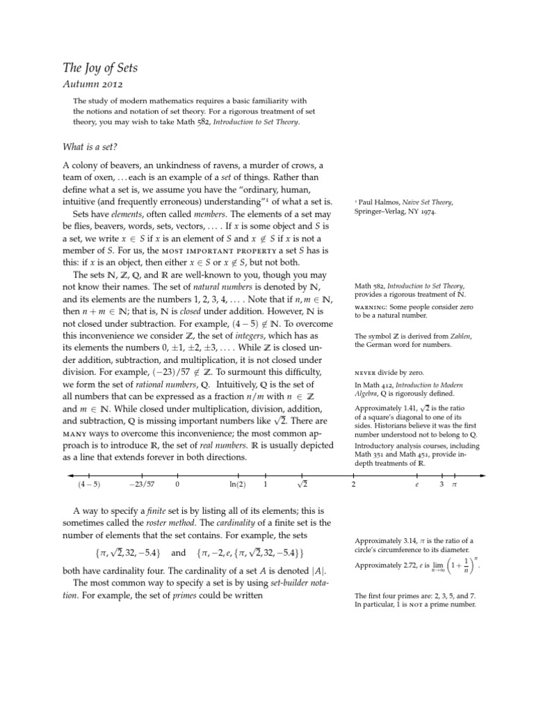 The Joy of Sets: Autumn 2012 | PDF | Logic | Mathematical Concepts
