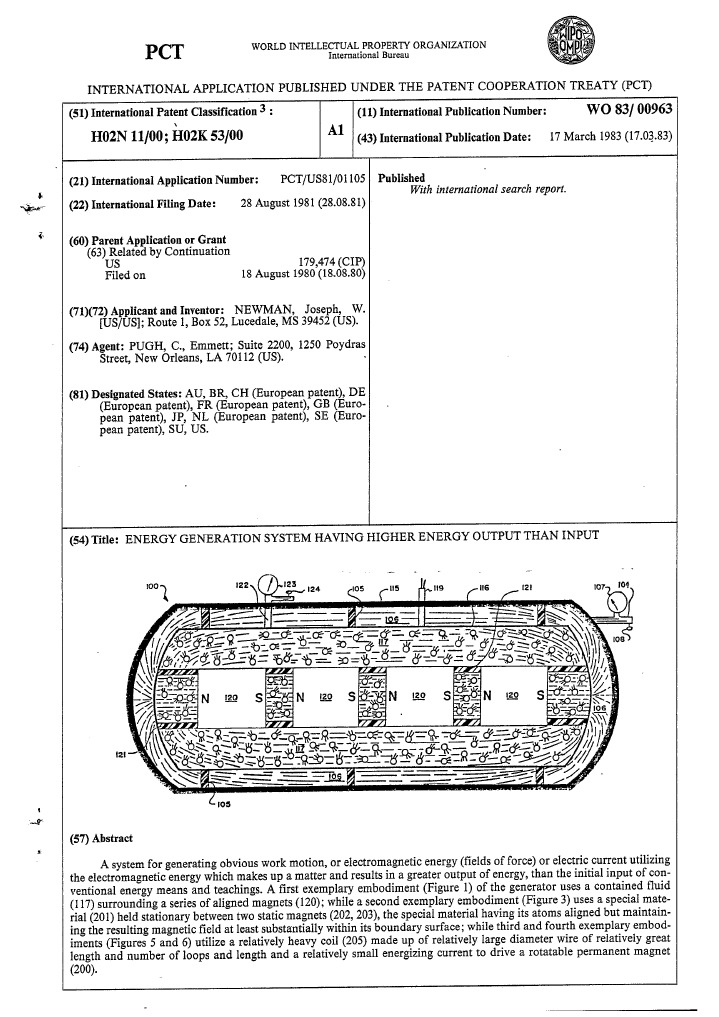 Joseph Newman Energy Machine International Patent | PDF