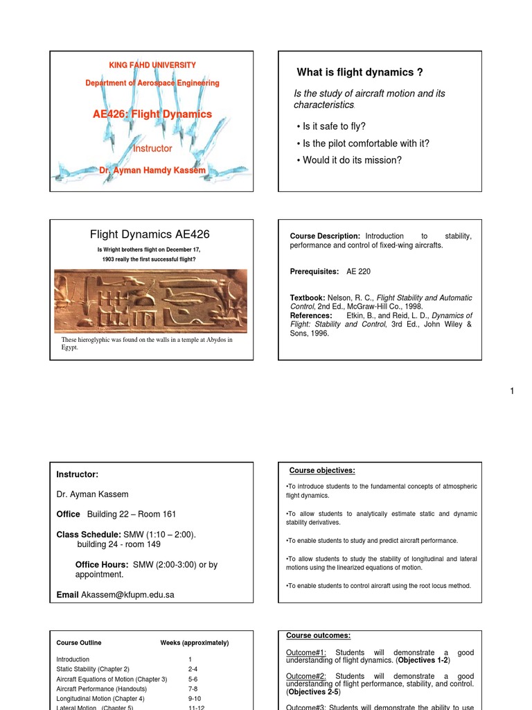 AE426: Flight Dynamics | PDF | Stability Theory | Control Theory