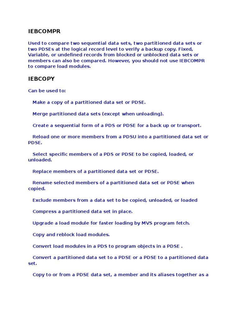 Mainframe Utilities Pdf Utility Software Computer Data Storage