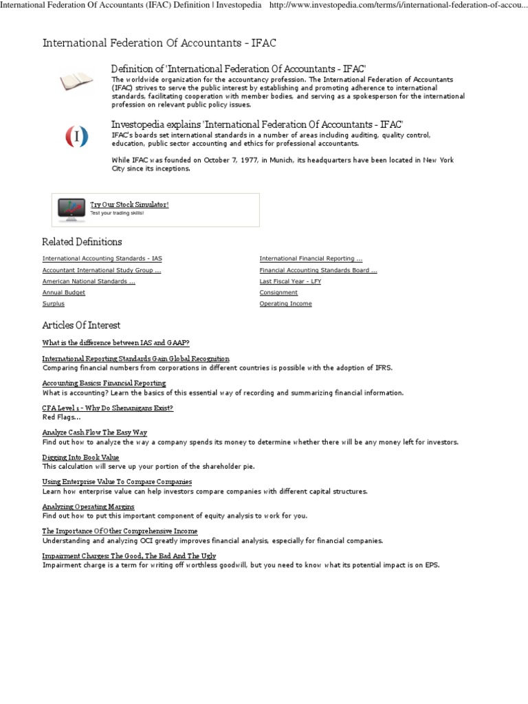International Federation of Accountants (IFAC) Definition ...