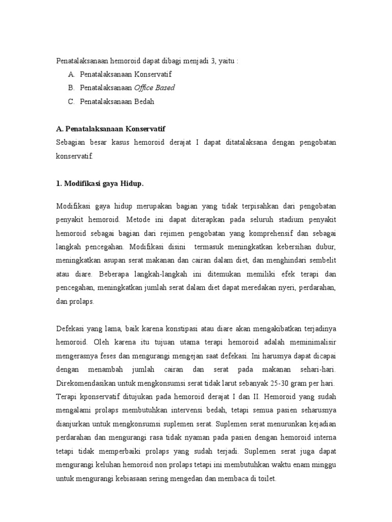Tatalaksana Hemoroid: Metode dan Terapi | PDF | Sains & Matematika