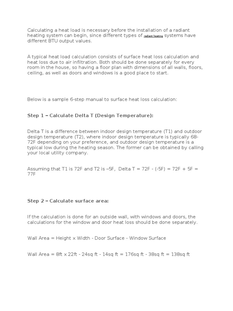 Step 1 - Calculate Delta T (Design Temperature) :: Radiant Heating ...