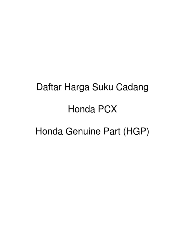 Harga Suku Cadang Honda PCX | PDF