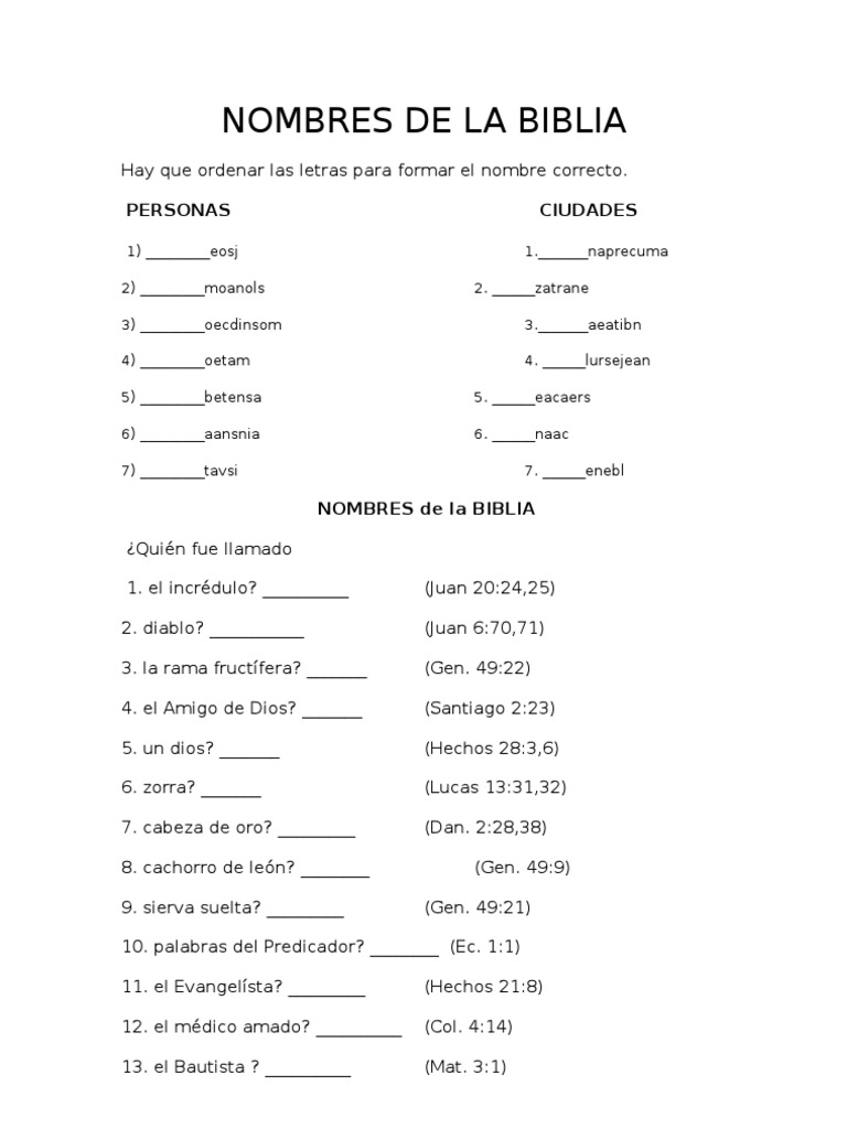 Dinamica - Nombres de La Biblia | PDF | Religión y espiritualidad