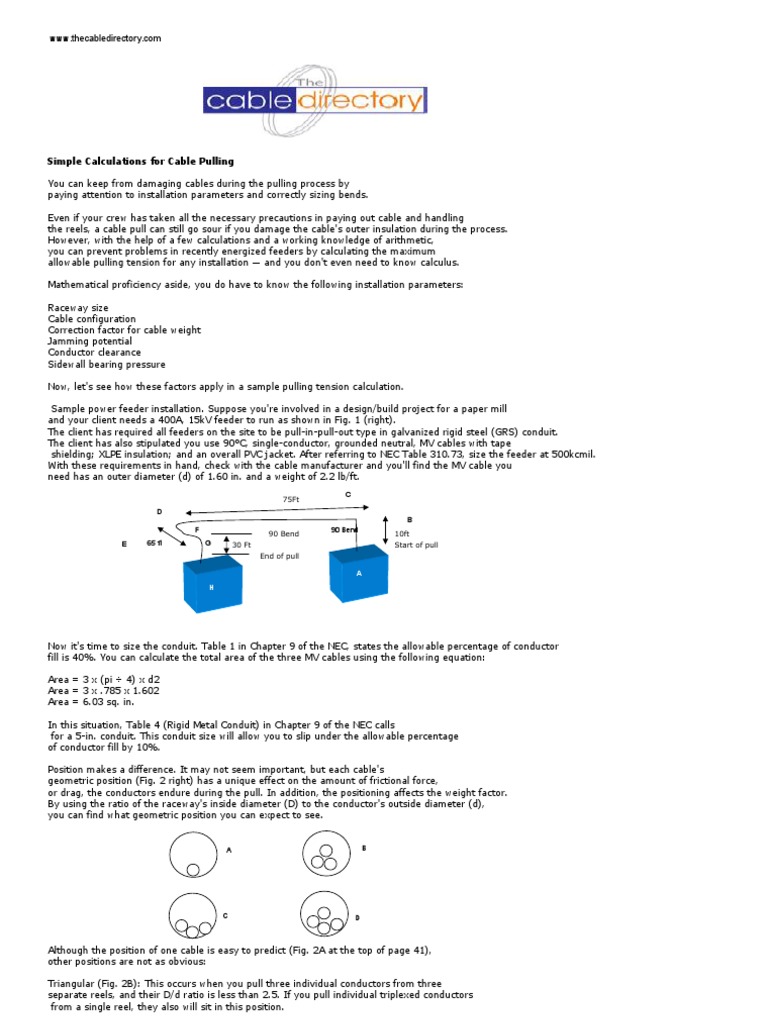Simple Calculations For Cable Pulling | PDF | Cable | Mechanical ...