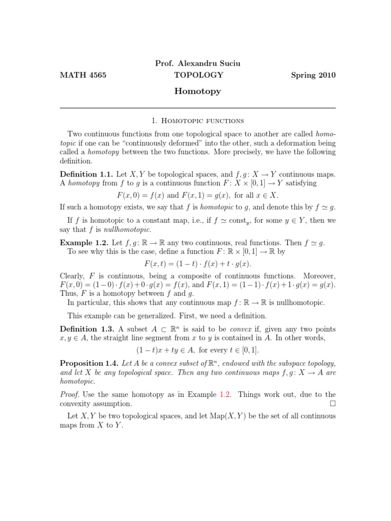 Homotopy | PDF | Continuous Function | Teaching Mathematics