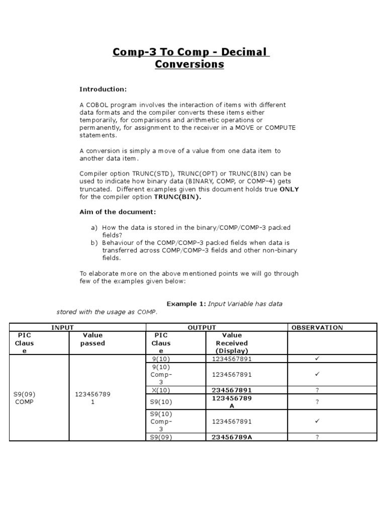 Comp-3 To Comp - Decimal Conversions | Download Free PDF | Computer ...