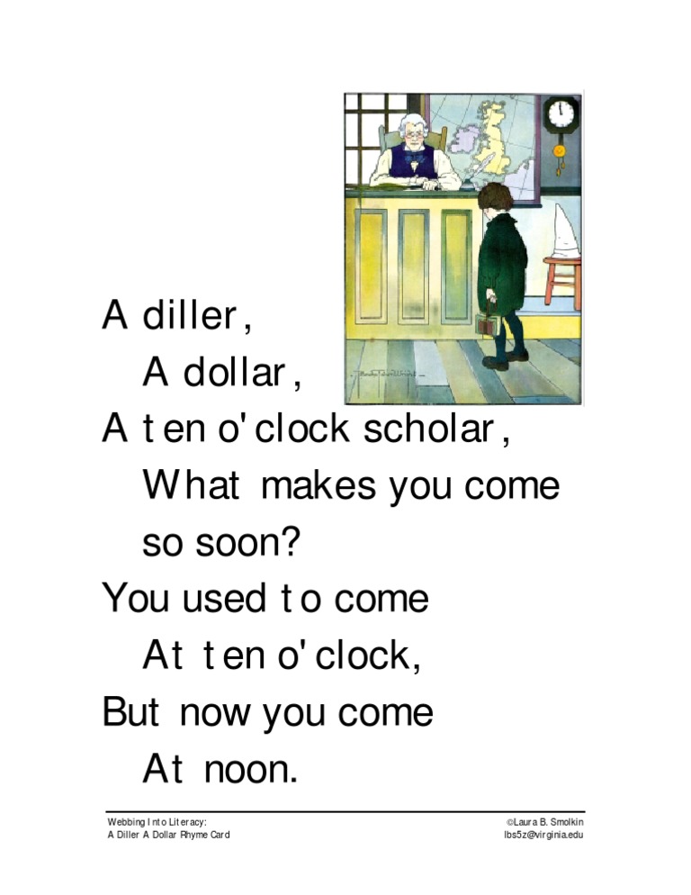 A Diller A Dollar Rhyme Analysis | PDF | Mystery, Thriller & Crime ...
