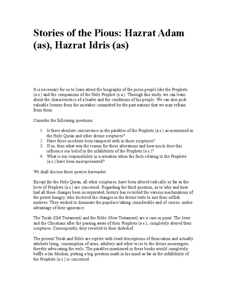 Hazrat Adam (AS) | Adam | Prophets And Messengers In Islam