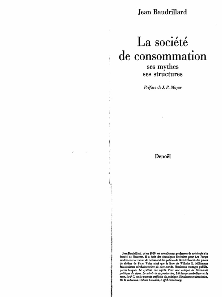 La Societe de Consommation | PDF