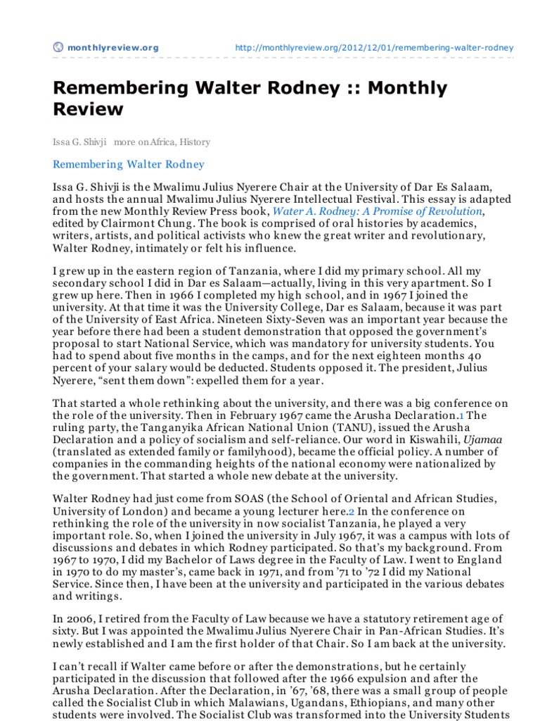Remembering Walter Rodney | PDF