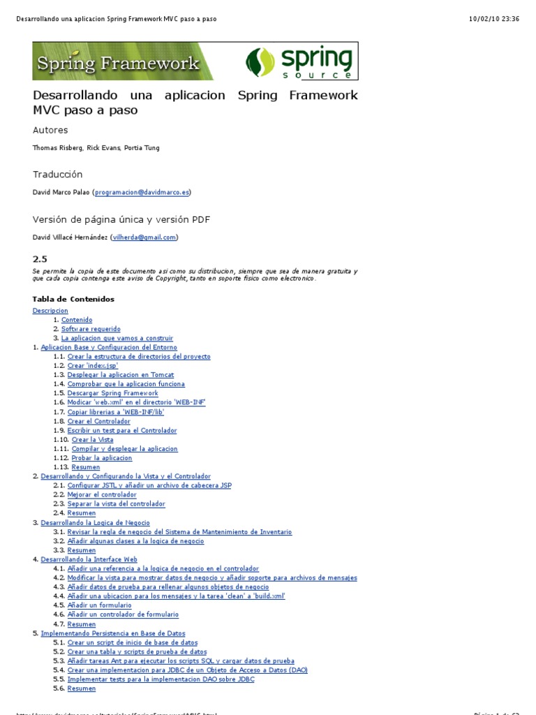 Spring MVC Español | PDF | Páginas del servidor Java | Marco de software