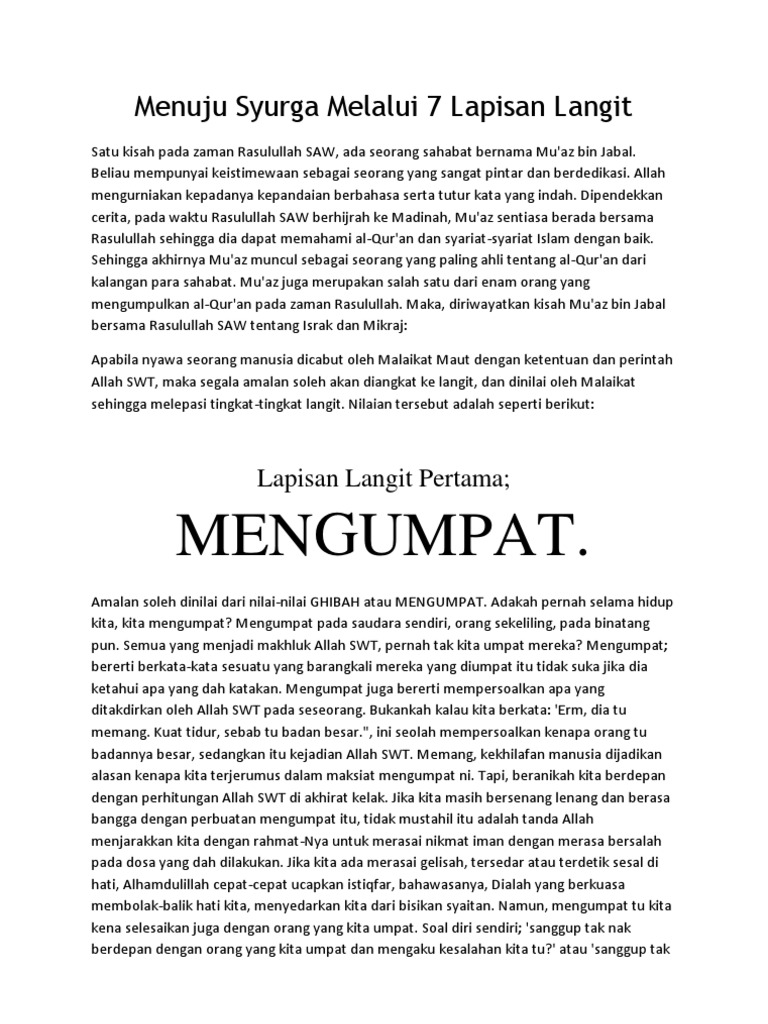 Menuju Syurga Melalui 7 Lapisan Langit | PDF | Karier & Perkembangan ...