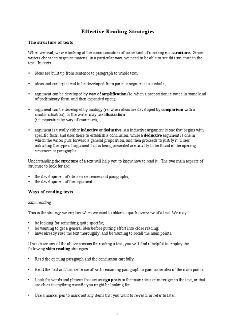 Effective Reading Strategies | PDF | Argument | Reading Comprehension