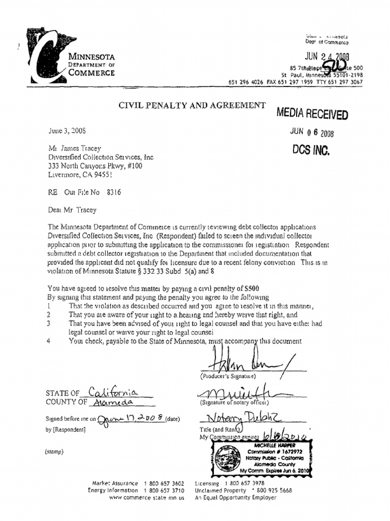 Diversified Collection Services Debt Collector Enforcement Action ...
