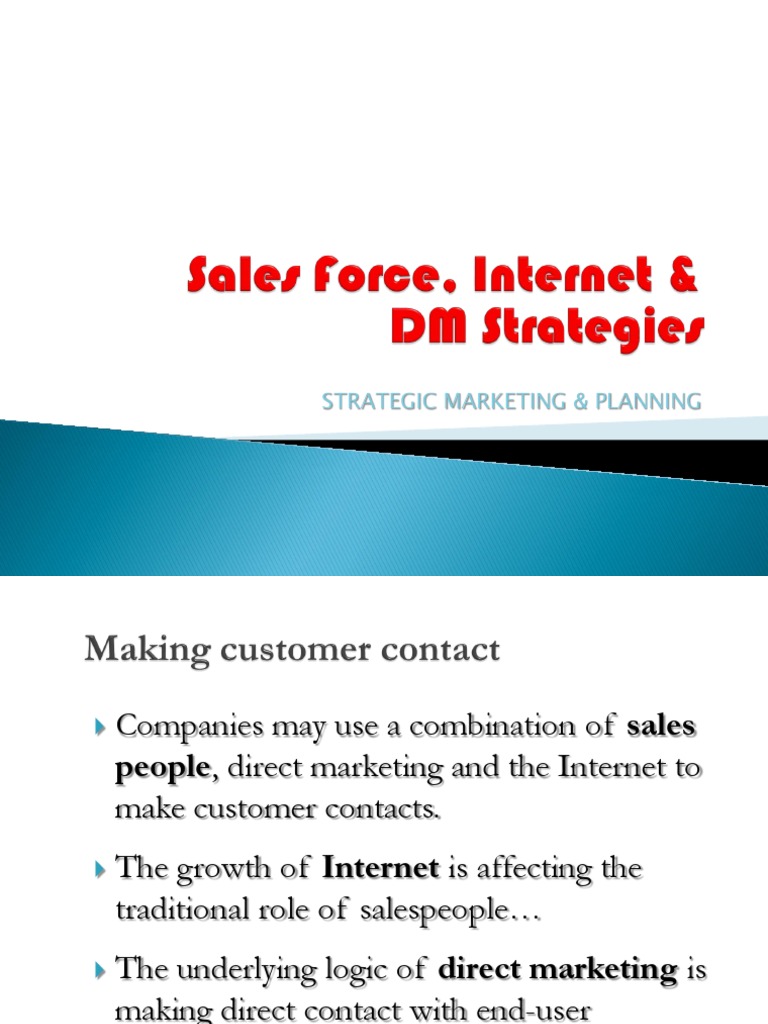 Sales Force, Direct Marketing & Internet Selling | PDF | Sales ...