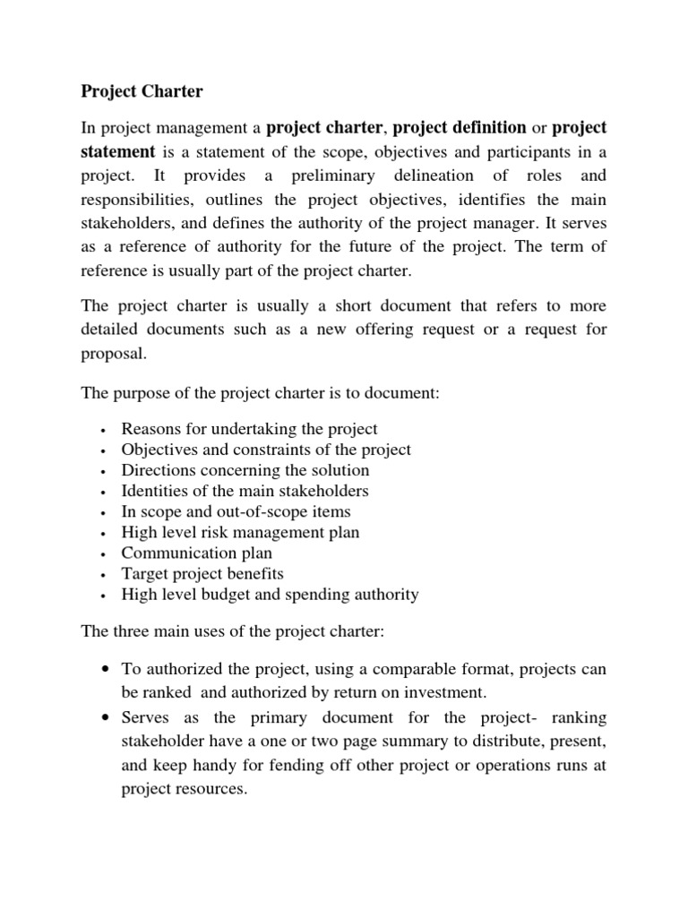 Project Charter | PDF