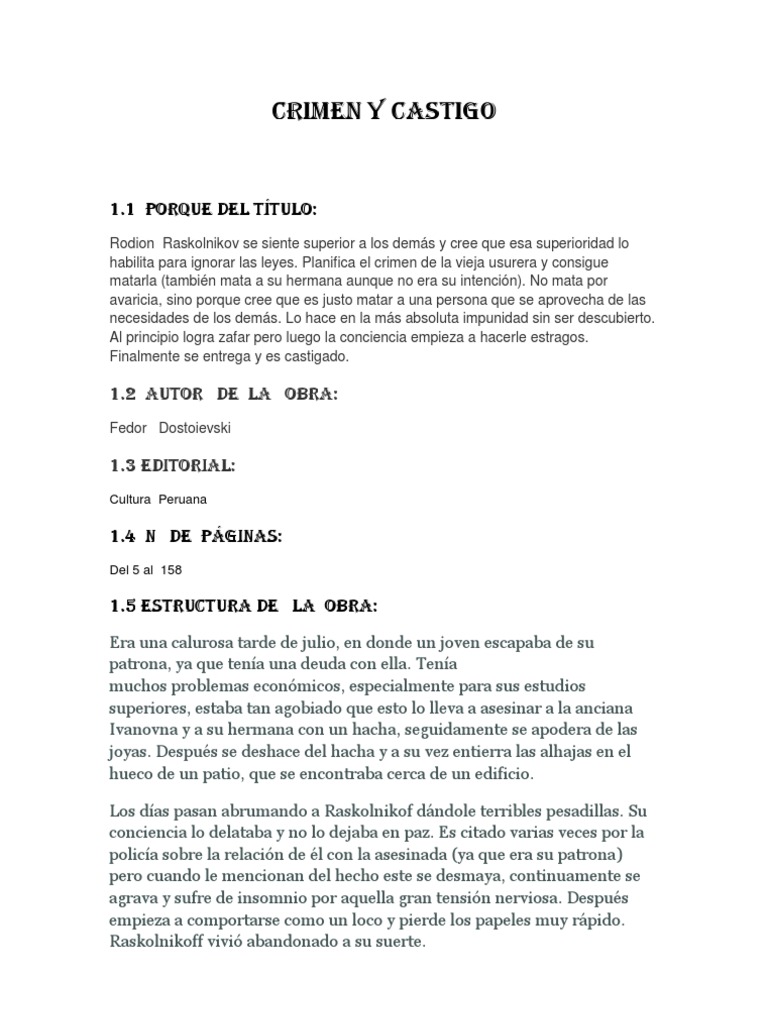 Crimen y Castigo | PDF | Crimen y castigo | Fiódor Dostoievski