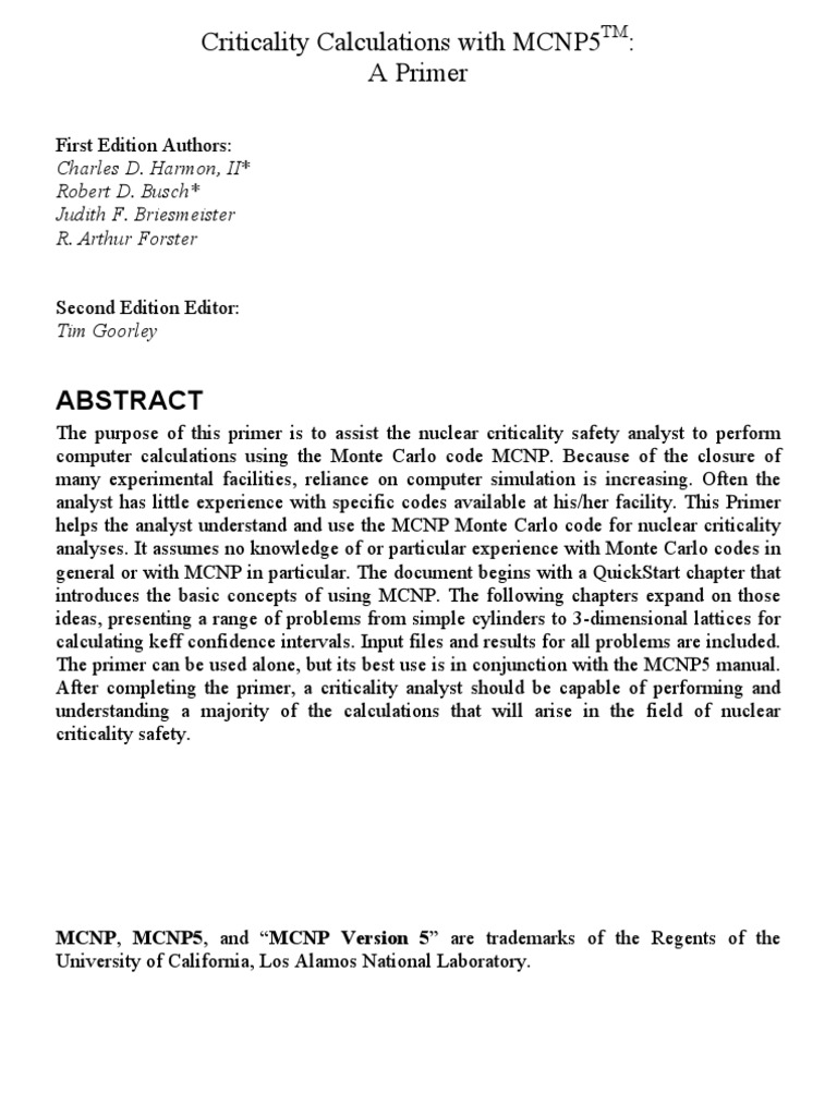 MCNP Primer | PDF | Plane (Geometry) | Nuclear Fission
