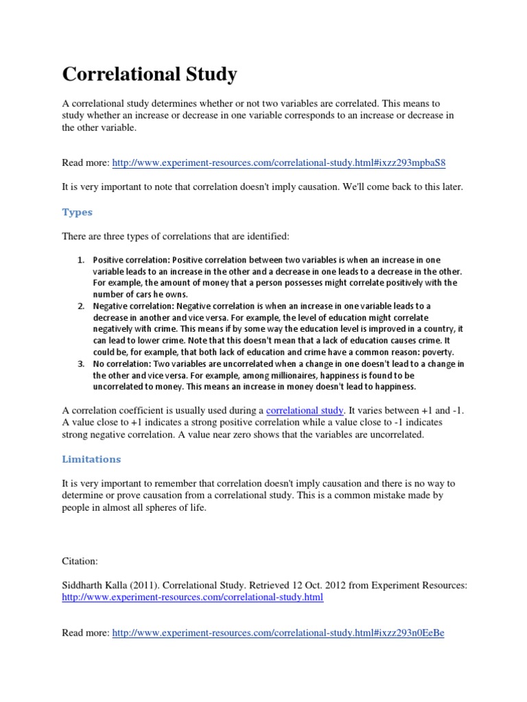 Correlational Study | PDF | Correlation And Dependence | Cognition