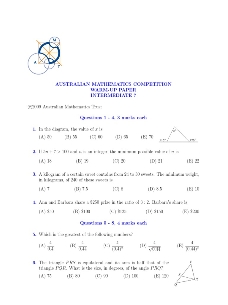 Math Olympiad Training | PDF | Kilogram | Elementary Mathematics