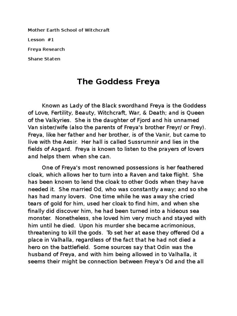 The Goddess Freya Research | PDF | Æsir | Odin