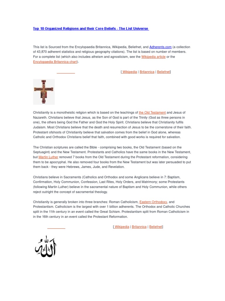 Top 10 Organized Religions Overview | PDF | Shinto | Gautama Buddha