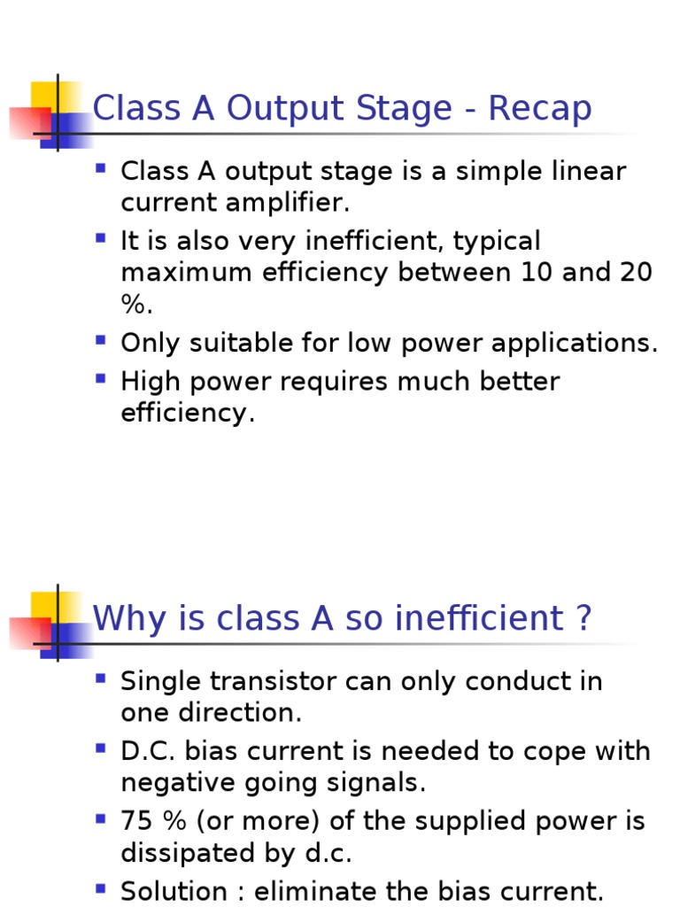 Class A Output Stage - Recap | PDF | Amplifier | Electrical Circuits