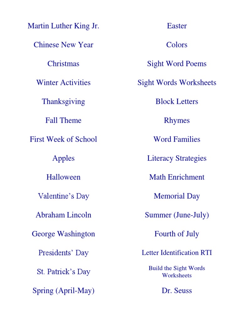 Seasonal Educational Activities & Resources | PDF