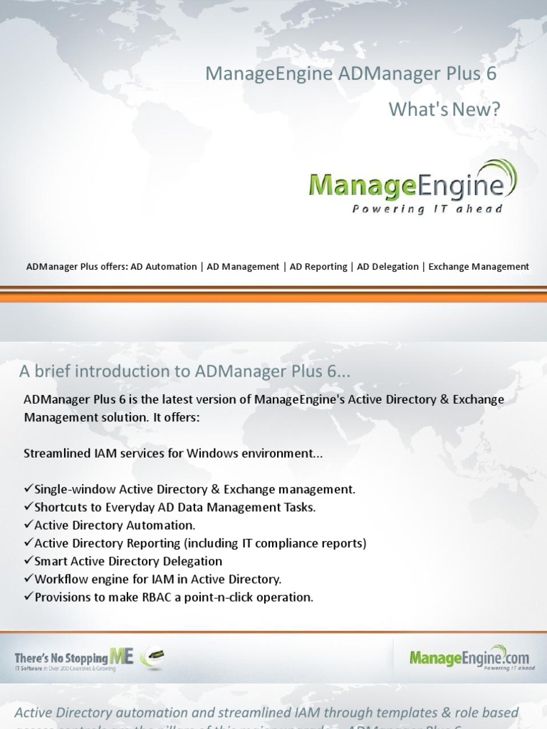 ManageEngine ADManager Plus 6 Features | PDF | Business | Computers