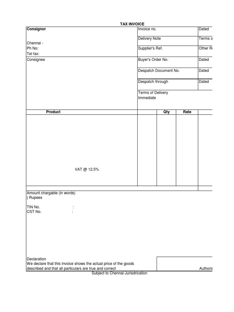 Tally Invoice Format | PDF