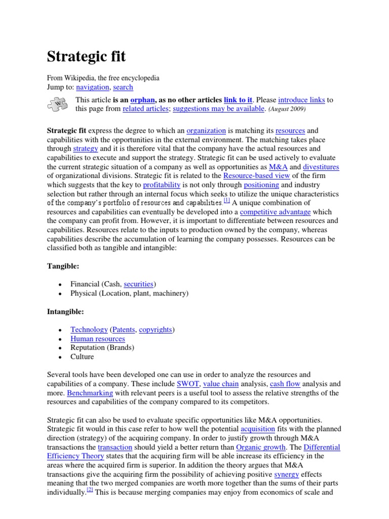 Strategic Fit:, As No Other Articles | PDF | Strategic Management ...
