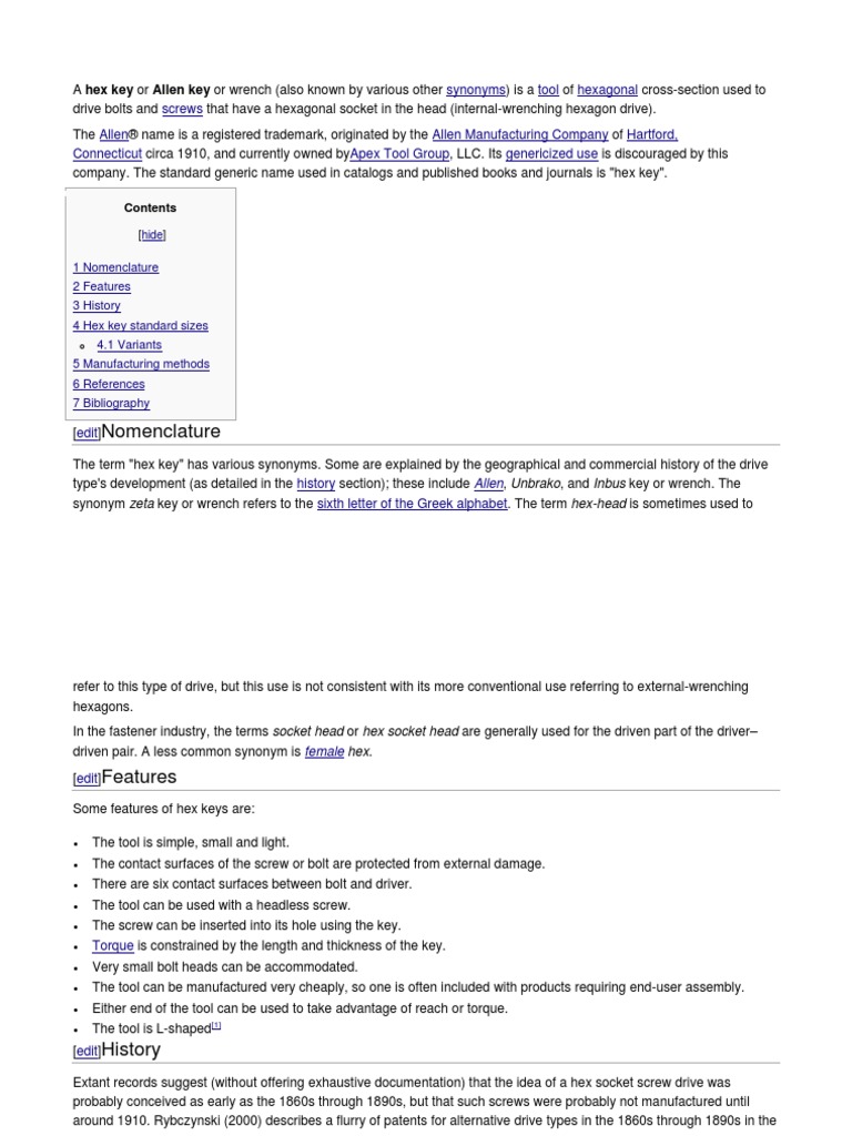 aLLEN KEY | PDF | Joining | Metalworking