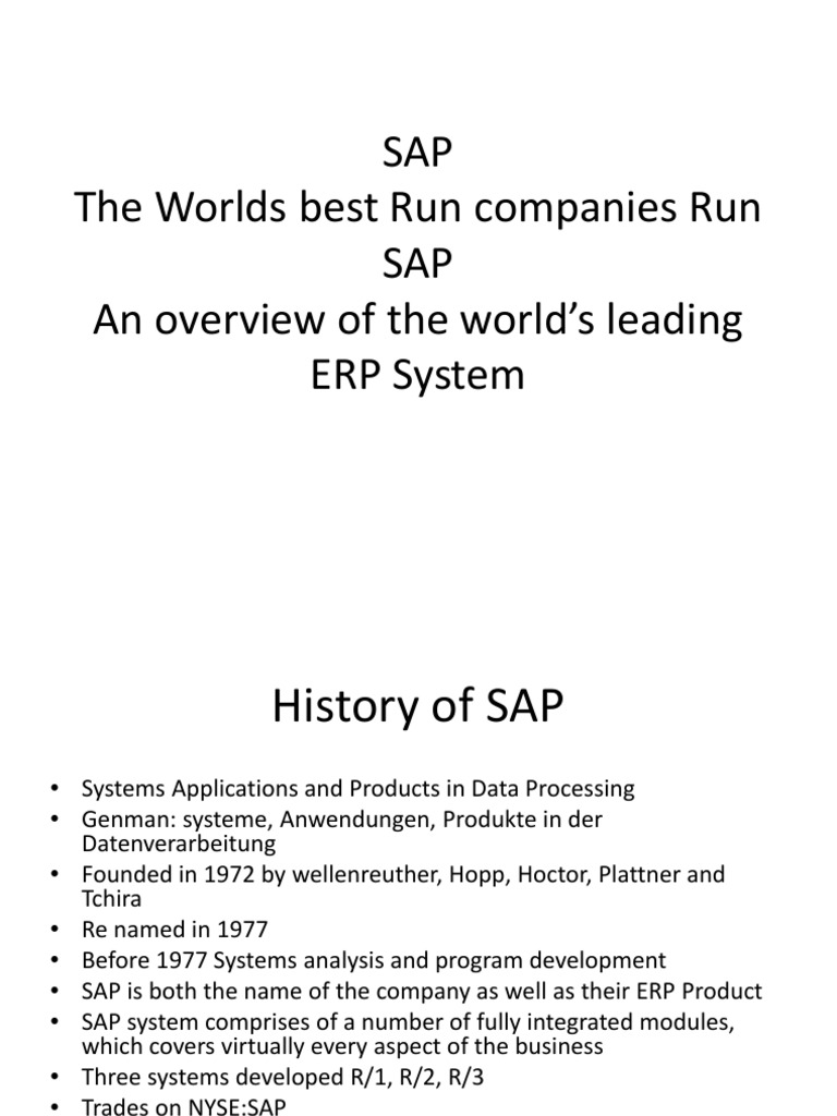 SAP The Worlds Best Run Companies Run SAP An Overview of The World's ...