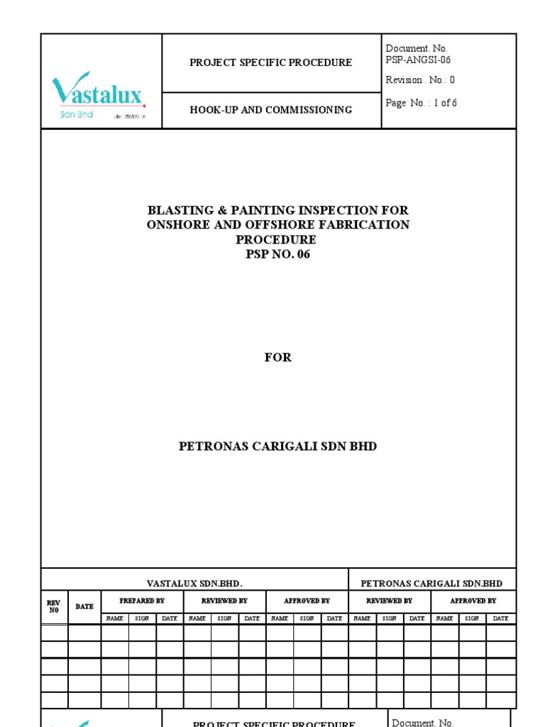 Blasting & Painting Inspection Procedure | PDF | Abrasive ...