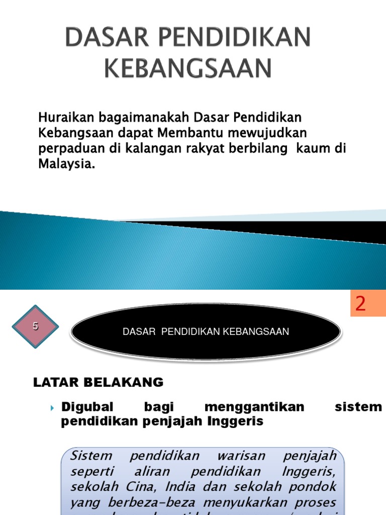 Dasar Pendidikan Kebangsaan | PDF