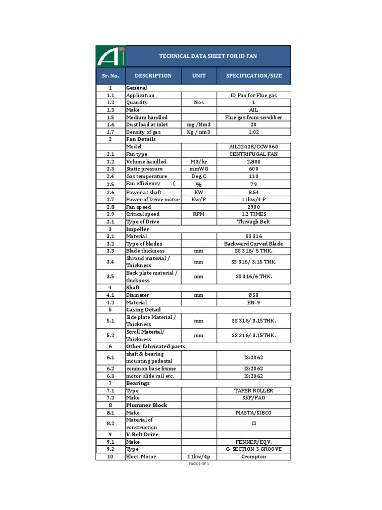 Fan Data Sheet | PDF | Home & Garden | Computers