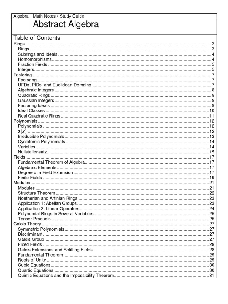 Abstract Algebra | PDF | Ring (Mathematics) | Field (Mathematics)