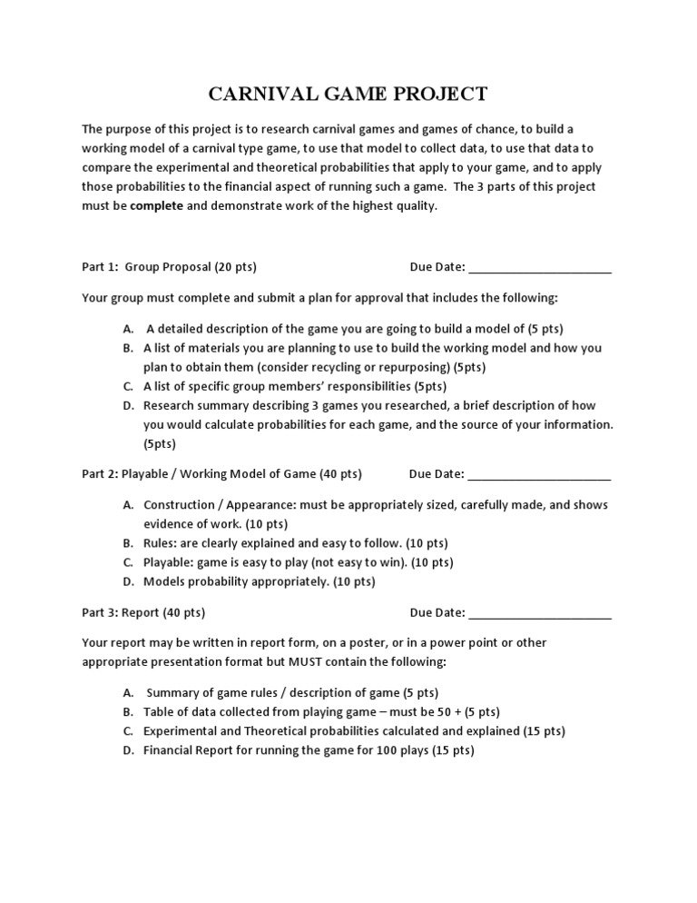 Carnival Game Project | PDF | Science | Science And Technology
