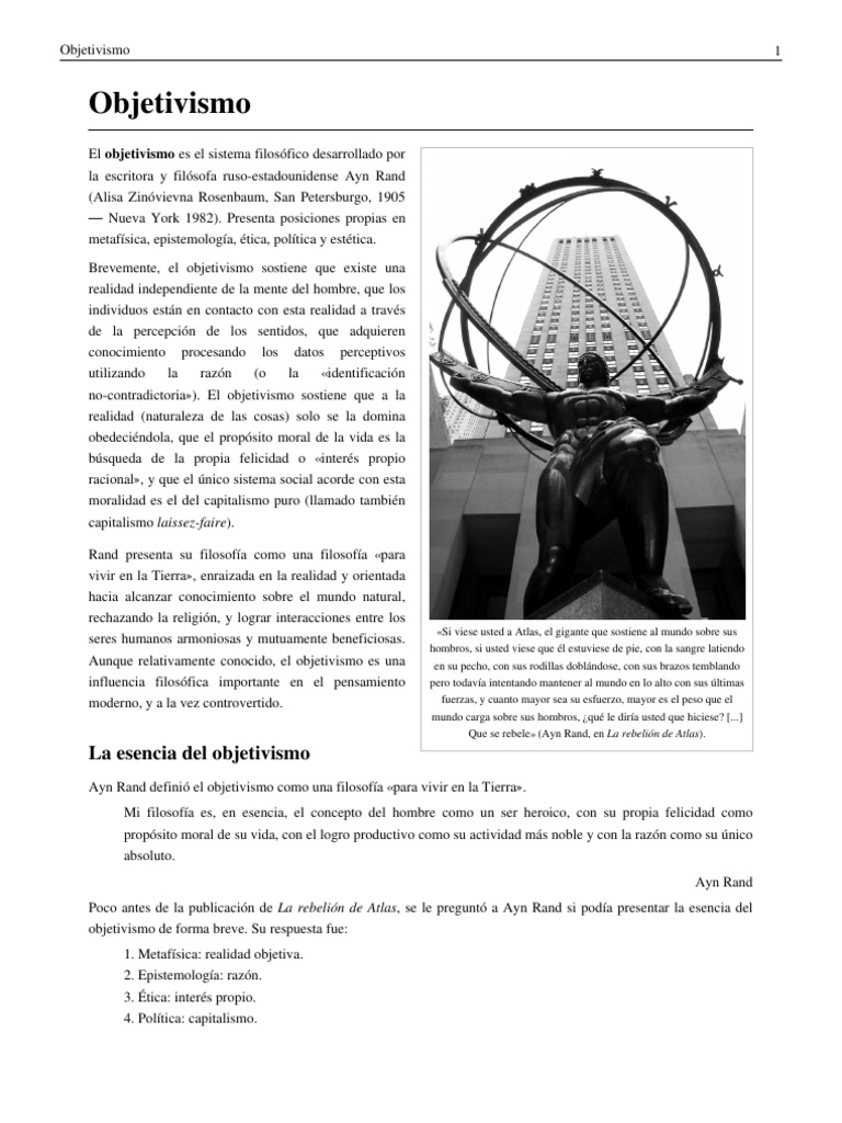 Filosofía de Ayn Rand: Objetivismo | PDF | Objetivismo (Ayn Rand) | Filosofía