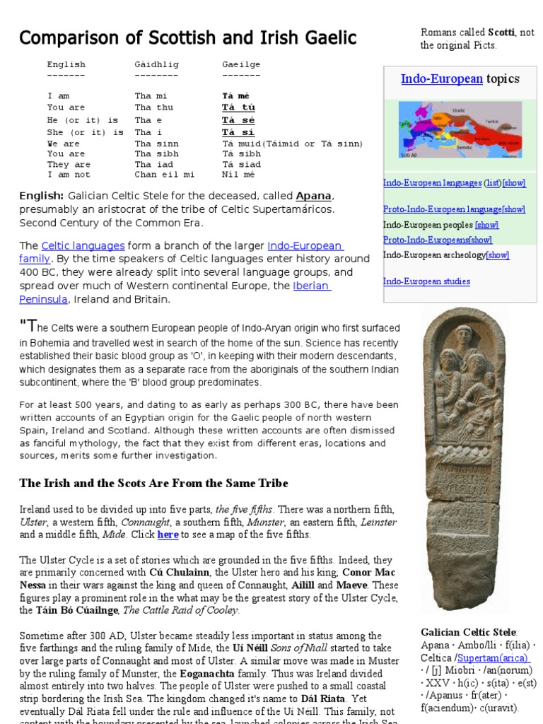 Comparison of Scottish and Irish Gaelic | PDF | Celts | Irish Language